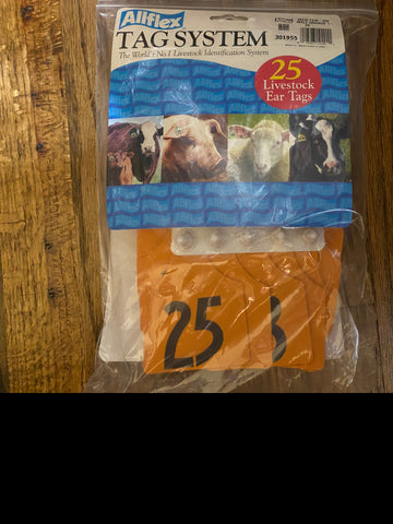 Bag of 25 Pre-Numbered Ear Tags: Allflex 2 piece Maxi tag for cattle ...