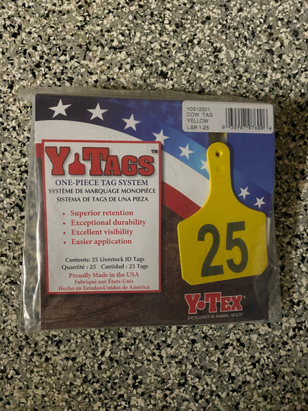 Y-Tex Y-Tag Bag of Calf Pre-Numbered Tags (100/bag) – CCK Outfitters